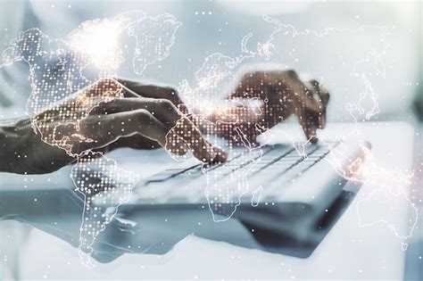 Premium Photo Multi Exposure Of Abstract Graphic World Map And Hands