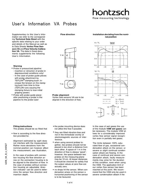 Users Information Va Probes Flow Direction Installation Deviating From The Nomi Nal Position
