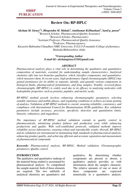 Pdf Review On Rp Hplc