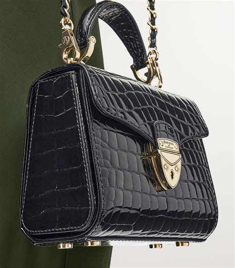 Womens Aspinal Of London Black Mini Mayfair Top Handle Bag Harrods UK