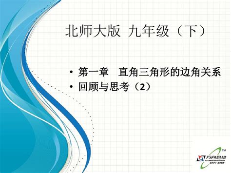 【最新】北师大版九年级数学下册第一章《回顾与思考2》公开课课件word文档在线阅读与下载无忧文档