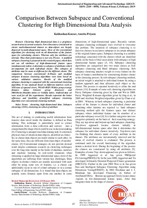 Pdf Comparison Between Subspace And Onventional Clustering For High