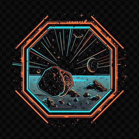 Premium Psd Beaming Neon Asteroid Belt Inside A Silhouette Tetradecagona Y2k Tshirt Tattoo