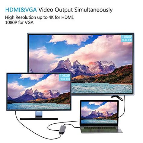 Hub USB C Concentrador Tipo C 9 En 1 Con 4K HDMI VGA USB 3 0 USB C