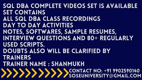 Real Time Sql Dba Class Videos Available 9902590140 Youtube