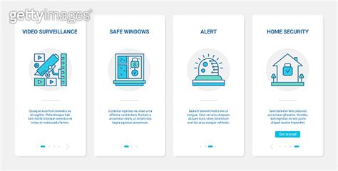 Security Video Surveillance Privacy Protection Ux Ui Onboarding Mobile App Screen Set