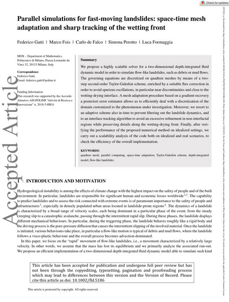 pdf parallel simulations for fast‐moving landslides space‐time mesh