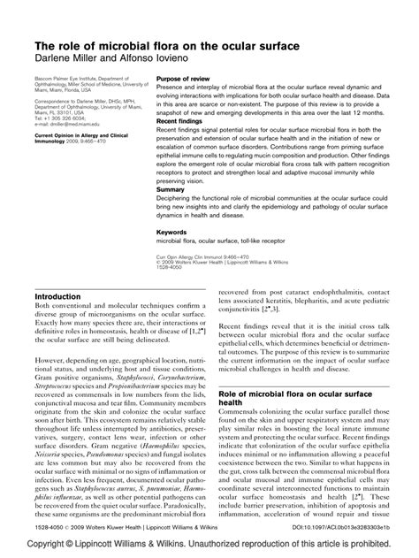 Pdf The Role Of Microbial Flora On The Ocular Surface