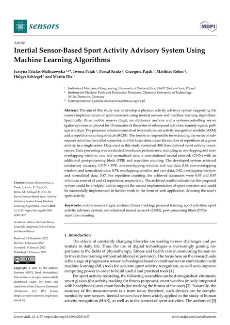 pdf inertial sensor based sport activity advisory system using