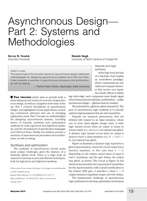 PDF Asynchronous Design Part Systems And Methodologies