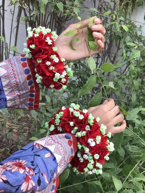 Artificial Hand Gajra Made With Red Velvet Fabric Darazpk