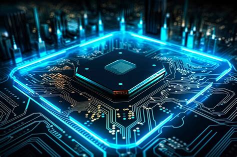 Premium AI Image Generative AI Illustration Of Close Up Of Circuit CPU Board With Electronic
