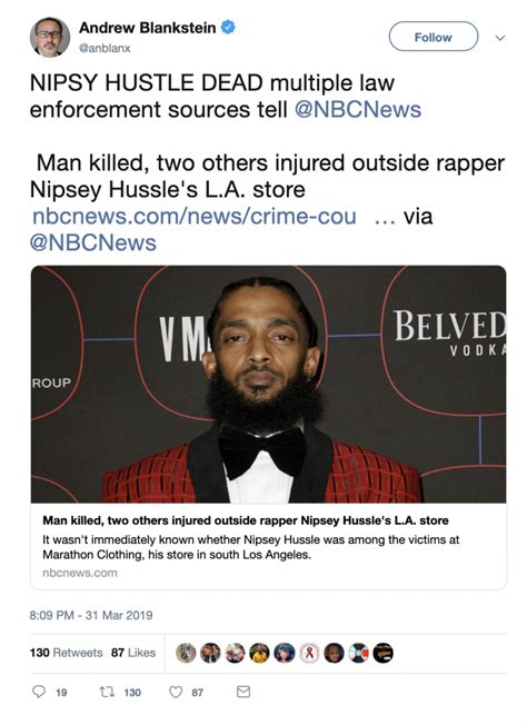 Nipsey Hussle Grammy Nominated Rapper Shot Dead In Los Angeles The Hollywood Gossip