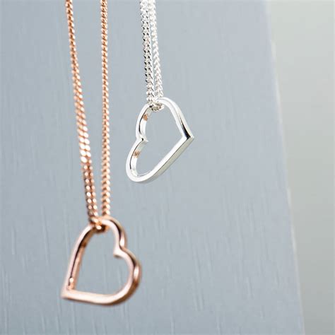 Sterling Silver Floating Heart Necklace By Evy Designs
