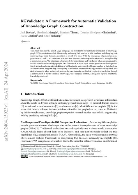 Pdf Kgvalidator A Framework For Automatic Validation Of Knowledge Graph Construction