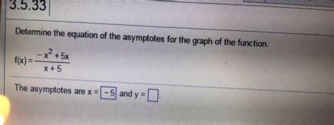 Solved Determine The Equation Of The Asymptotes For The Chegg Com