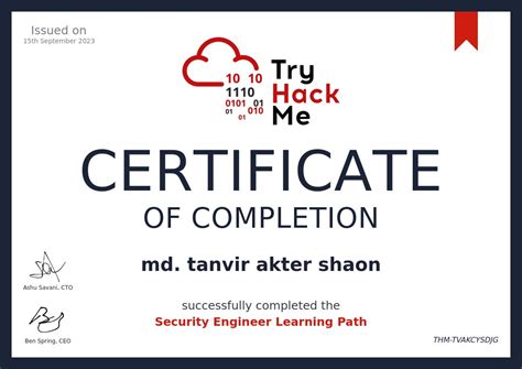 Cybersecurity Tryhackme Ethicalhacking Certification