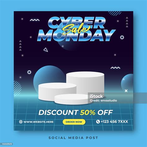 사이버 먼데이 판매 연단 제품 디스플레이 소셜 미디어 배너 Cyber Monday에 대한 스톡 벡터 아트 및 기타 이미지
