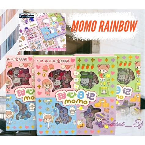 Jual Stiker Momo Rainbow Isi 100PCS 4 Warna Stiker Momo Mix Warna