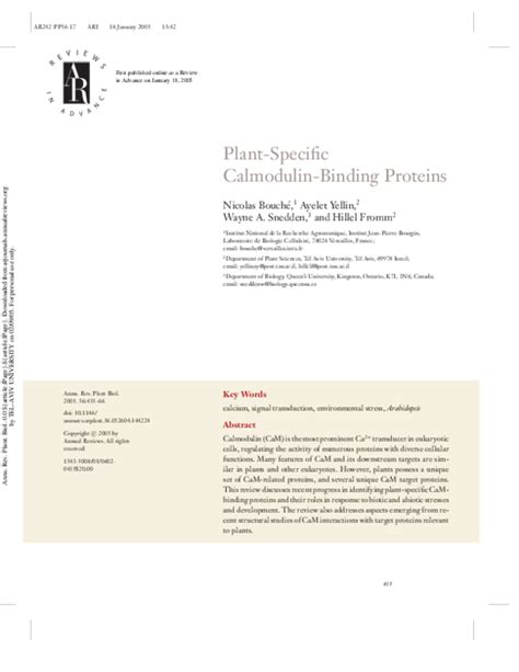Pdf Plant Specific Calmodulin Binding Proteins