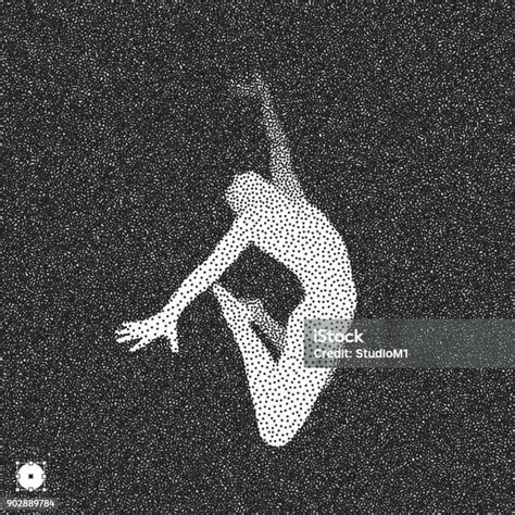 リーダーシップの概念腕を上げた人間白と黒の粒子の粗い Dotwork デザイン点描のベクター イラストです 3dのベクターアート素材や画像