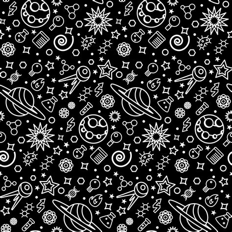 Space Universe Science Seamless Pattern Mono Vector 2462460 Vector Art