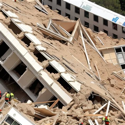 Ai Generated Image Of A Building Hit By The Earthquake Stock