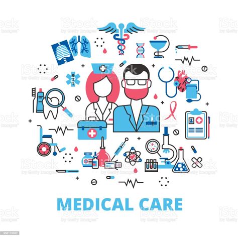 건강 관리 병원 및 병원 시설 플랫 라인 디자인 웹사이트 배너 현대 벡터 일러스트 웹 디자인 마케팅 및 인쇄 자료에 대 한 간호사에 대한 스톡 벡터 아트 및 기타 이미지