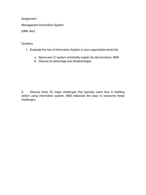 Assignment Mis Pdf Management Information System Employment