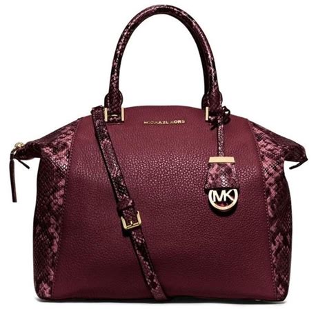 Michael Kors Bags Michael Kors Riley Python Burgundy Satchel Purse