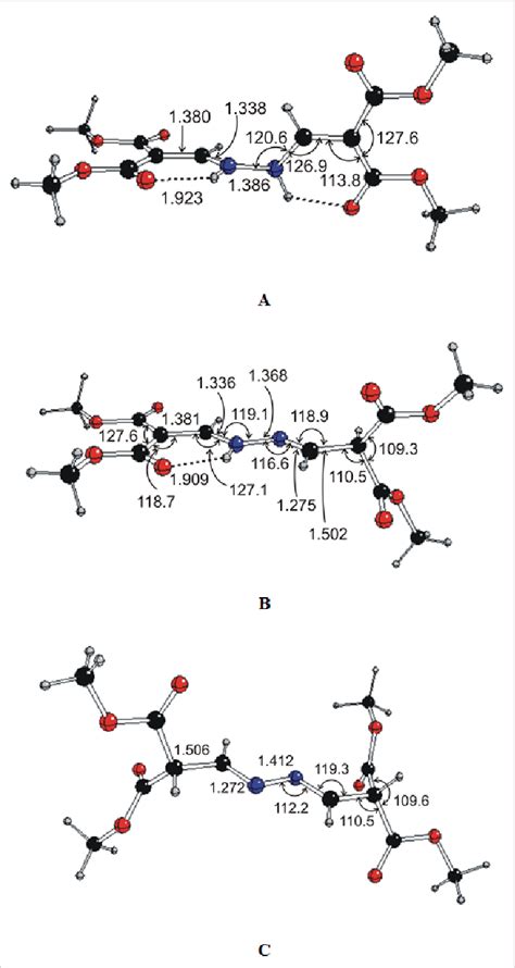 dft optimized isomers of compound 6a distances are in Å angles are