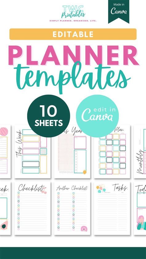 Editable Printable Planner Template Canva Canva Template Kit Canva