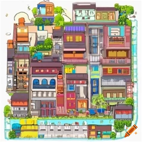 2d art of a pokémon urban city on Craiyon