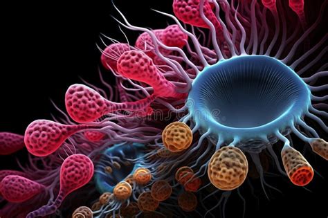 Electron Microscopy Of Microorganism By Generative Ai Stock Illustration Illustration Of