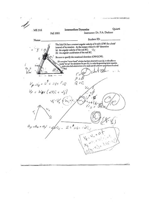 Quiz 4 With Solution Intermediate Dynamics Me 316 Docsity