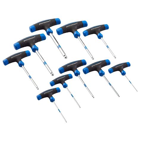 Mastercraft T Handle Hex Key Set Allen Wrench Set Metric Rust Resistant Cr V Steel 10 Pc