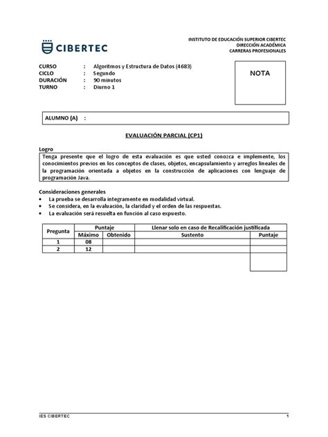 4683 Algoritmos Y Estructura De Datos Cp1 Diurno 1 Pdf