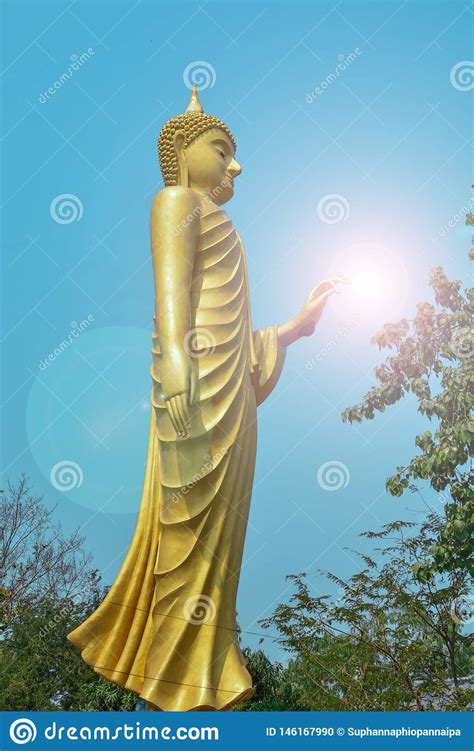 Buddha Image And Bright Sky Stock Photo Image Of Leaves Lotus 146167990