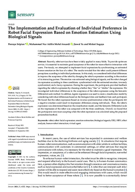 Pdf The Implementation And Evaluation Of Individual Preference In Robot Facial Expression