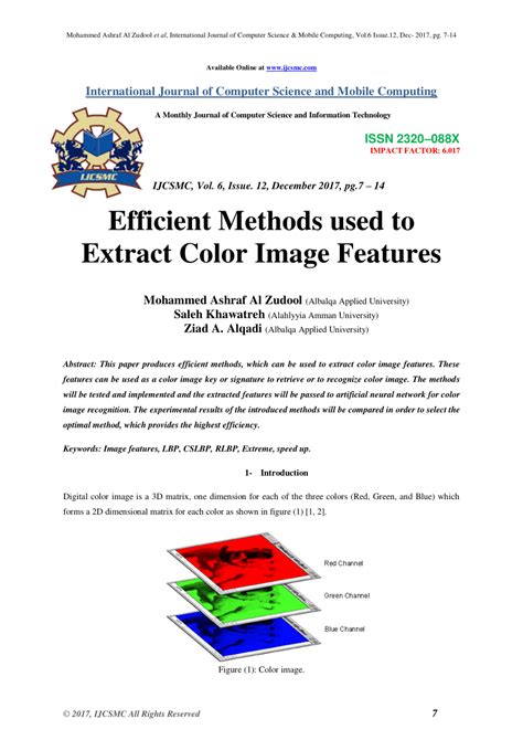 PDF Efficient Methods Used To Extract Color Image Features