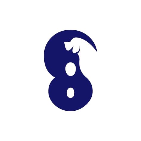 네거티브 우주 개 로고가 있는 8번 프리미엄 벡터
