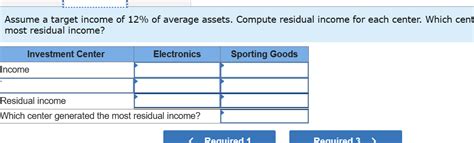 solved compute return on investment for each center using