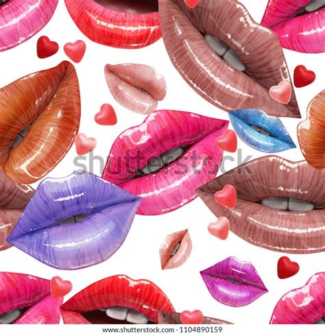 Seamless Pattern Colorful Sexy Lips Vector Stock Vector Royalty Free Shutterstock