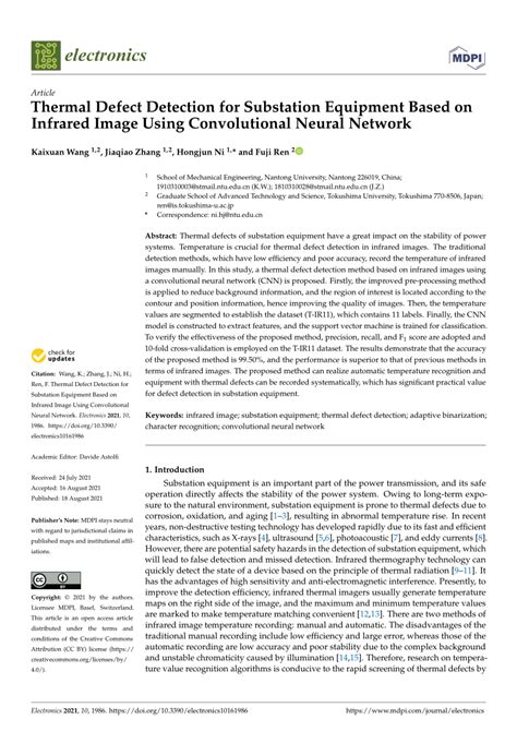 Pdf Thermal Defect Detection For Substation Equipment Based On Infrared Image Using