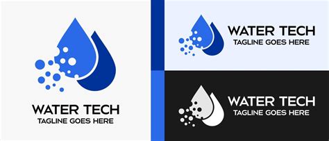 Technology Logo Design Template Two Drops Of Water Icon Vector