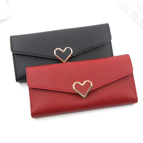 Women Long Wallets Purses Luxury Love Heart Wallets For Ladies Girl
