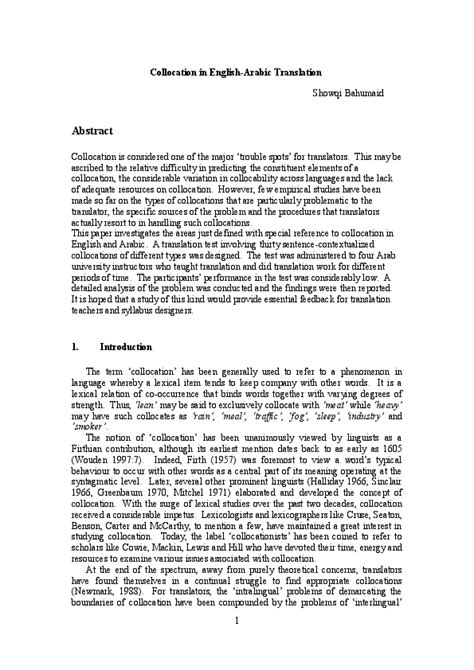 Doc Collocation In English Arabic Translation