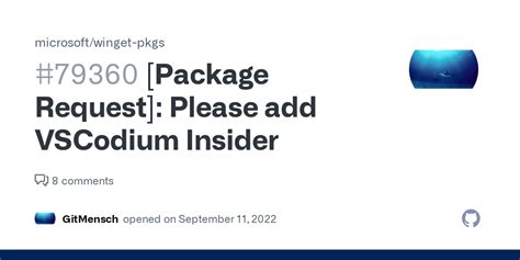 Package Request Please Add Vscodium Insider Issue