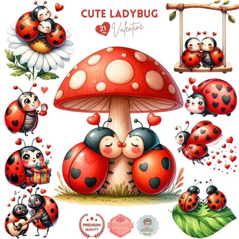 Cute Ladybug Valentine Clipart Love Bug Clipart Valentine Sublimation