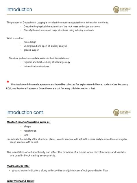 Geotechnical Logging Quick Reference Pdf Compass Geology